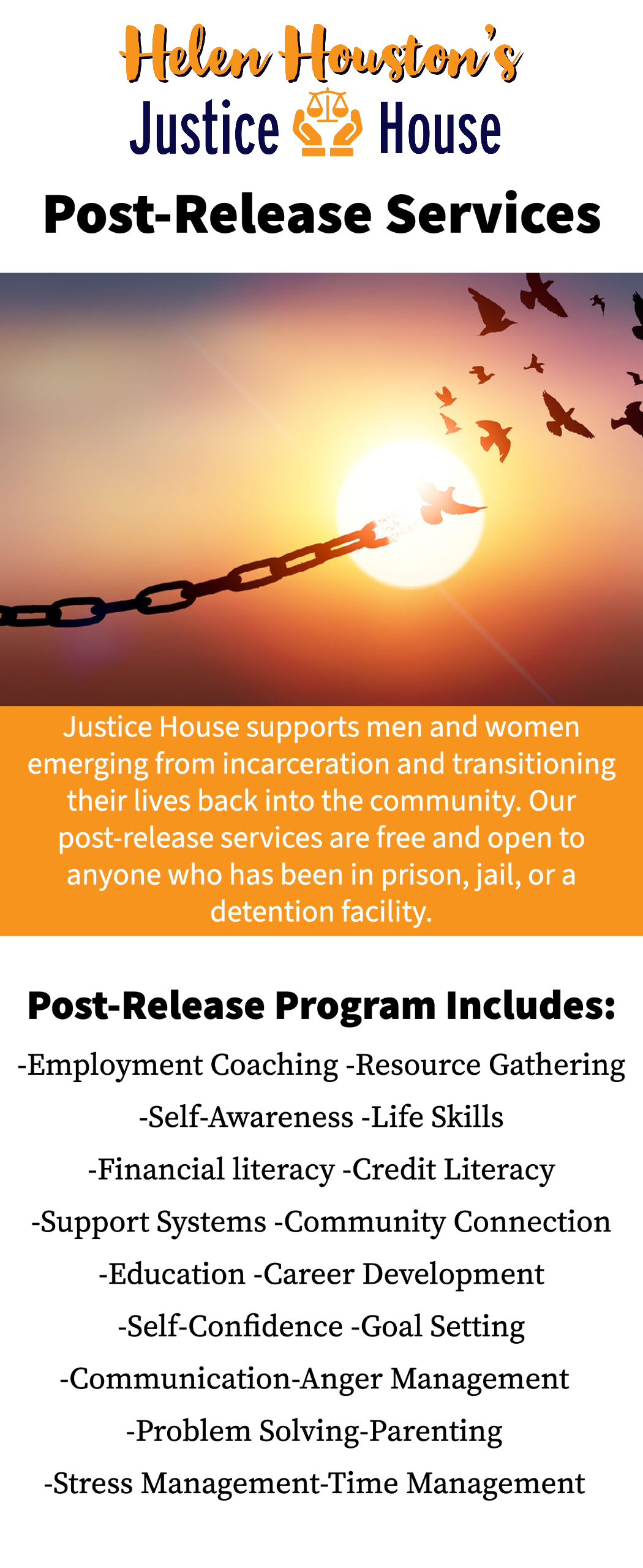 Post-Release Services - Justice House